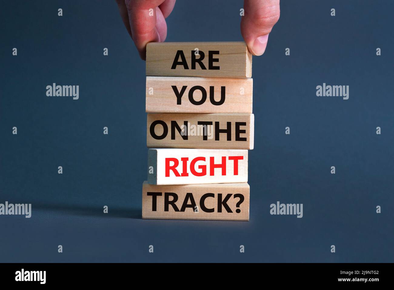 Right track symbol. Concept words Are you on the right track on wooden ...