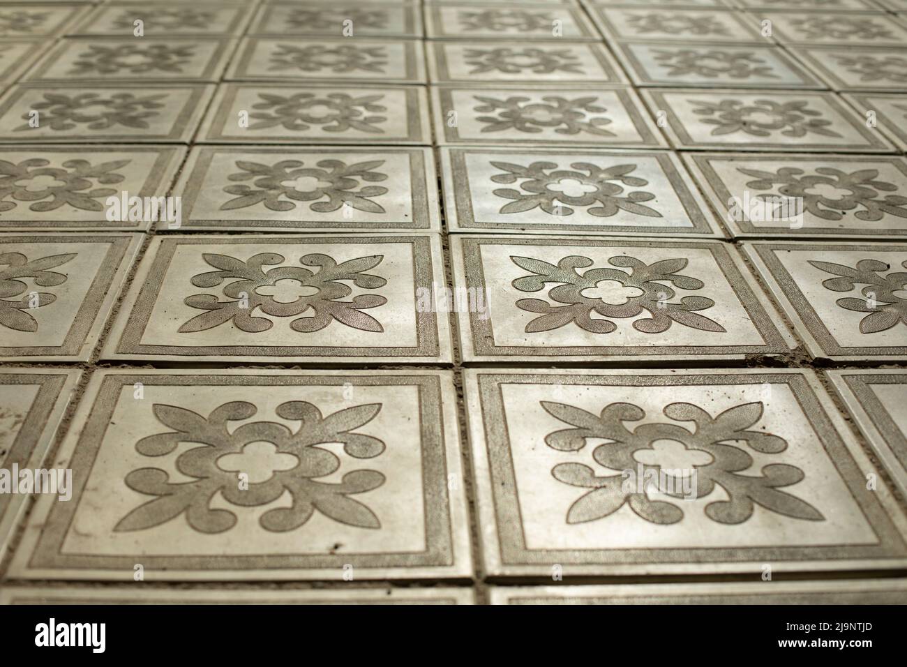 Surface is made of squares. Bar of stone. Floor details. Interior in ...