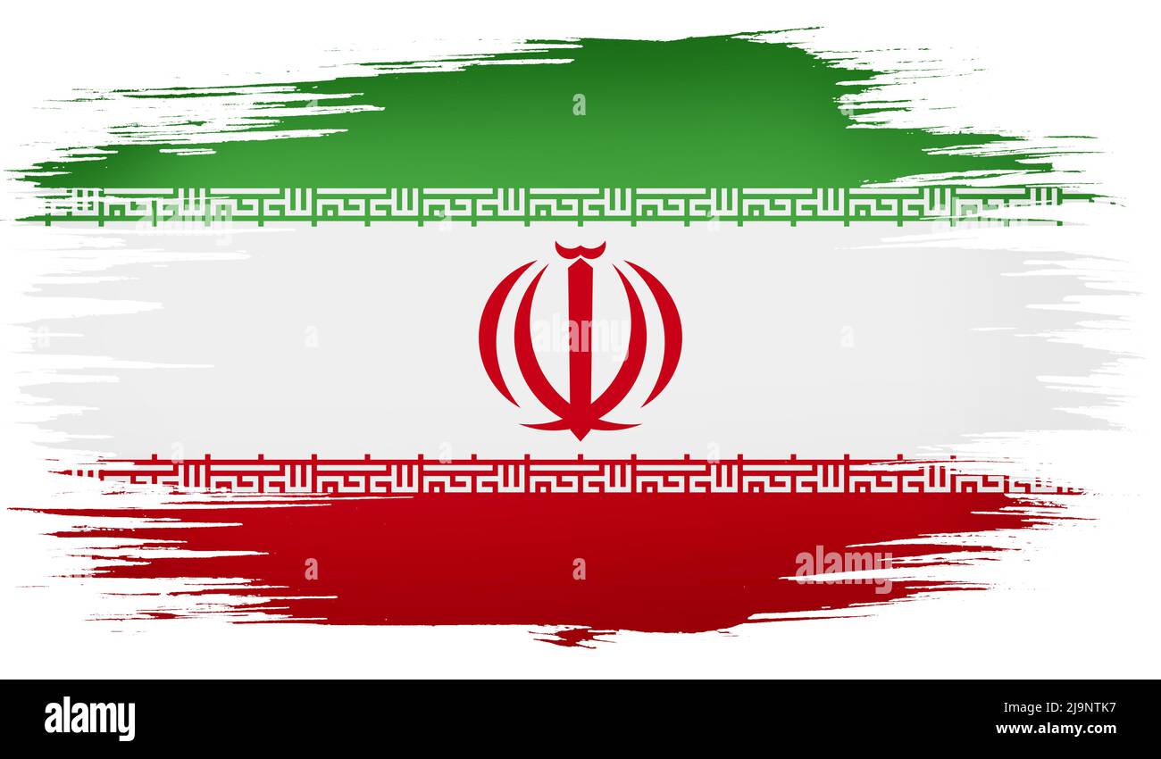colorful hand-drawn brush strokes painted national country flag of Iran ...