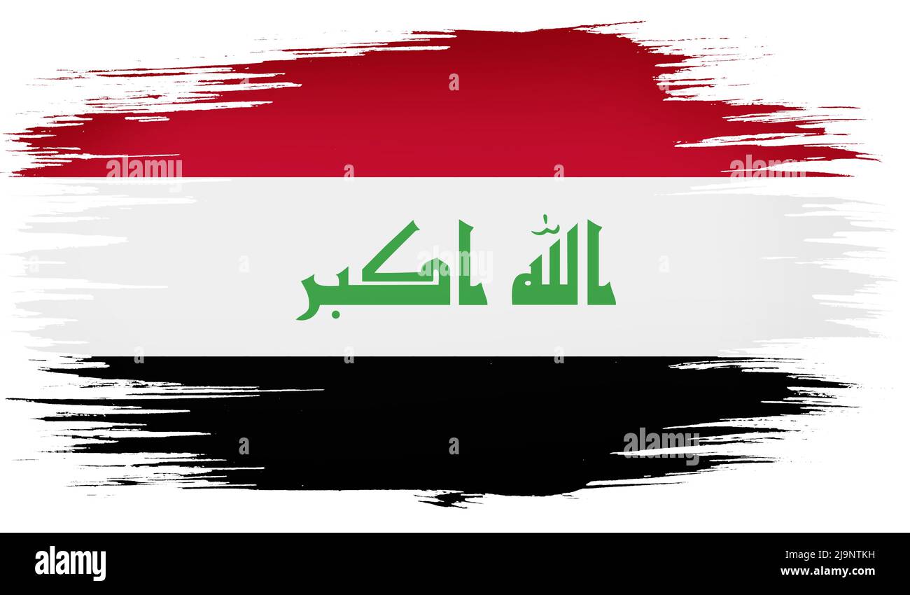 colorful hand-drawn brush strokes painted national country flag of Iraq ...