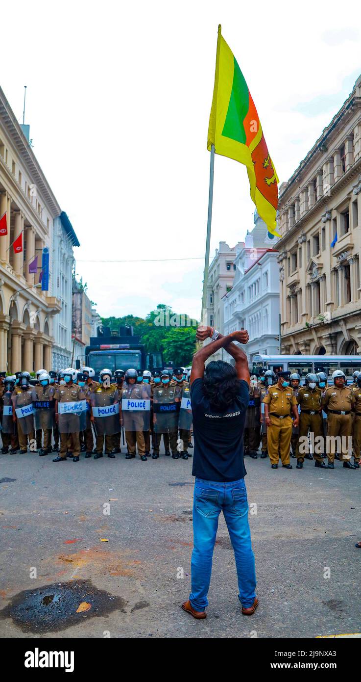 Sri Lanka. 24th May, 2022. A protest is being held outside the criminal ...