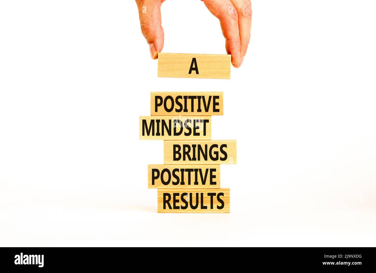 Positive mindset symbol. Wood blocks with words A positive mindset ...