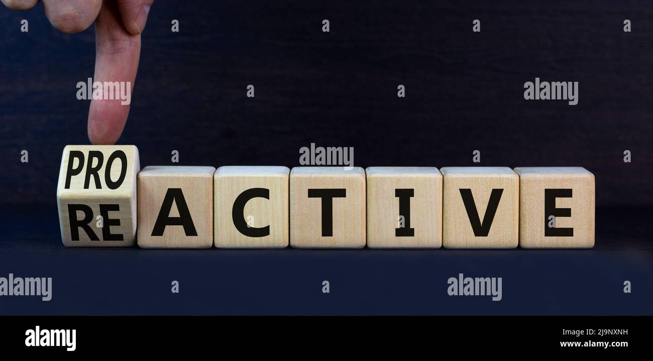 Reactive or proactive symbol. Turned wooden cubes and changed the ...