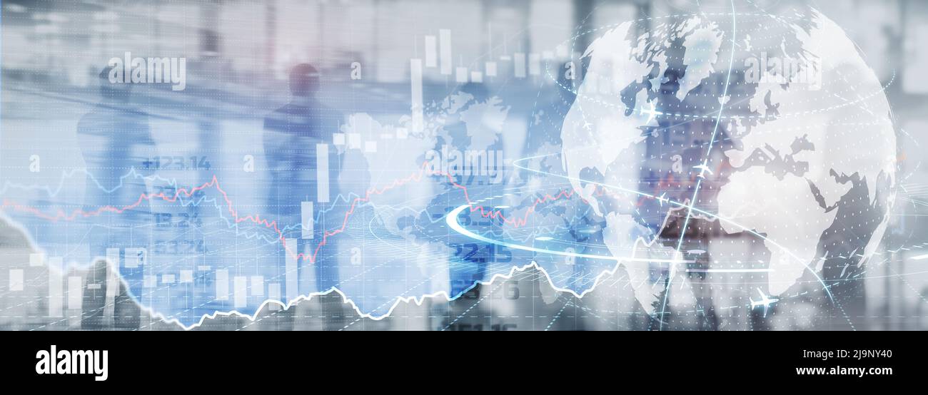 Global stock market trading. Background with 3D model of the globe ...