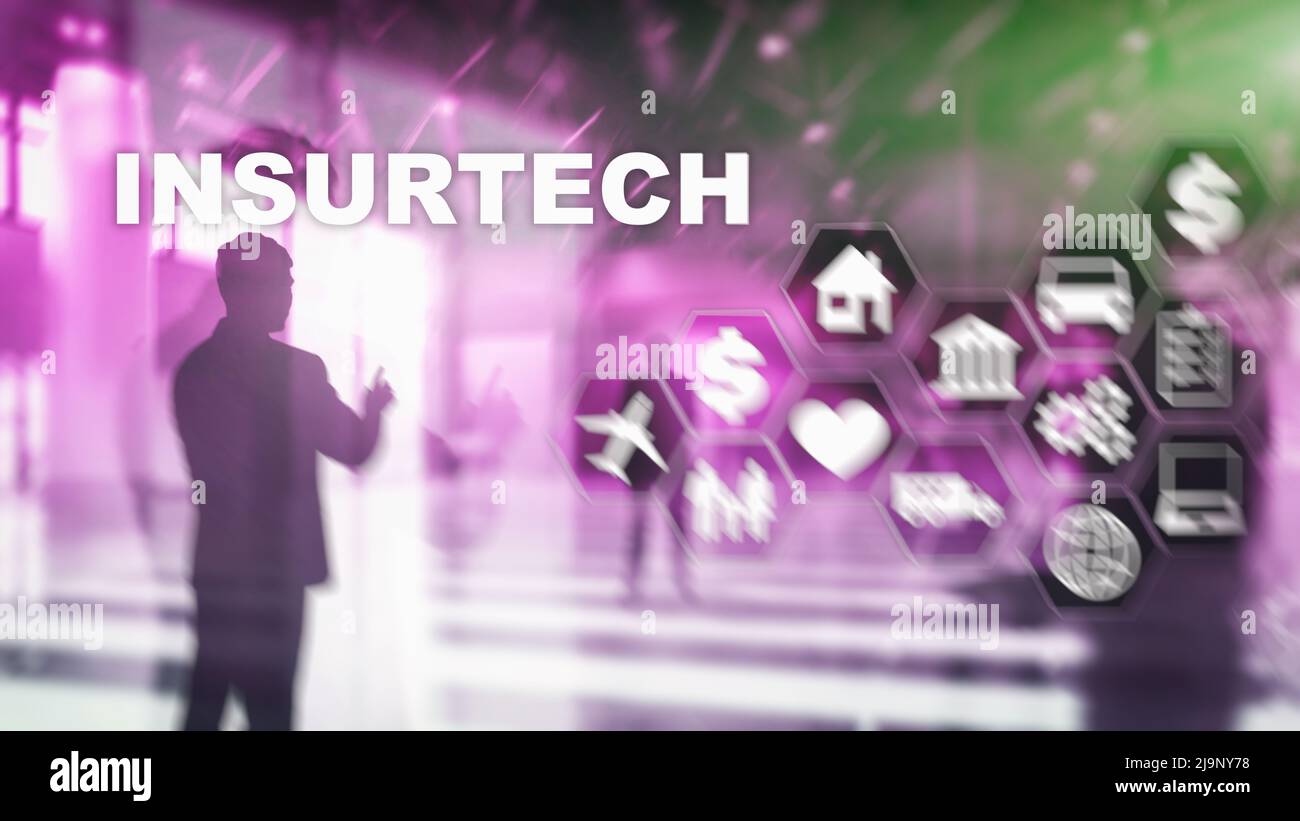 Insurance technology Insurtech concept. Inscription on a virtual screen ...