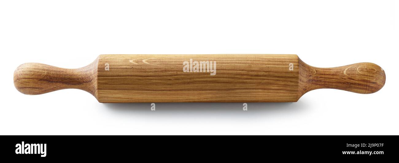 new wooden rolling pin isolated on white background Stock Photo - Alamy