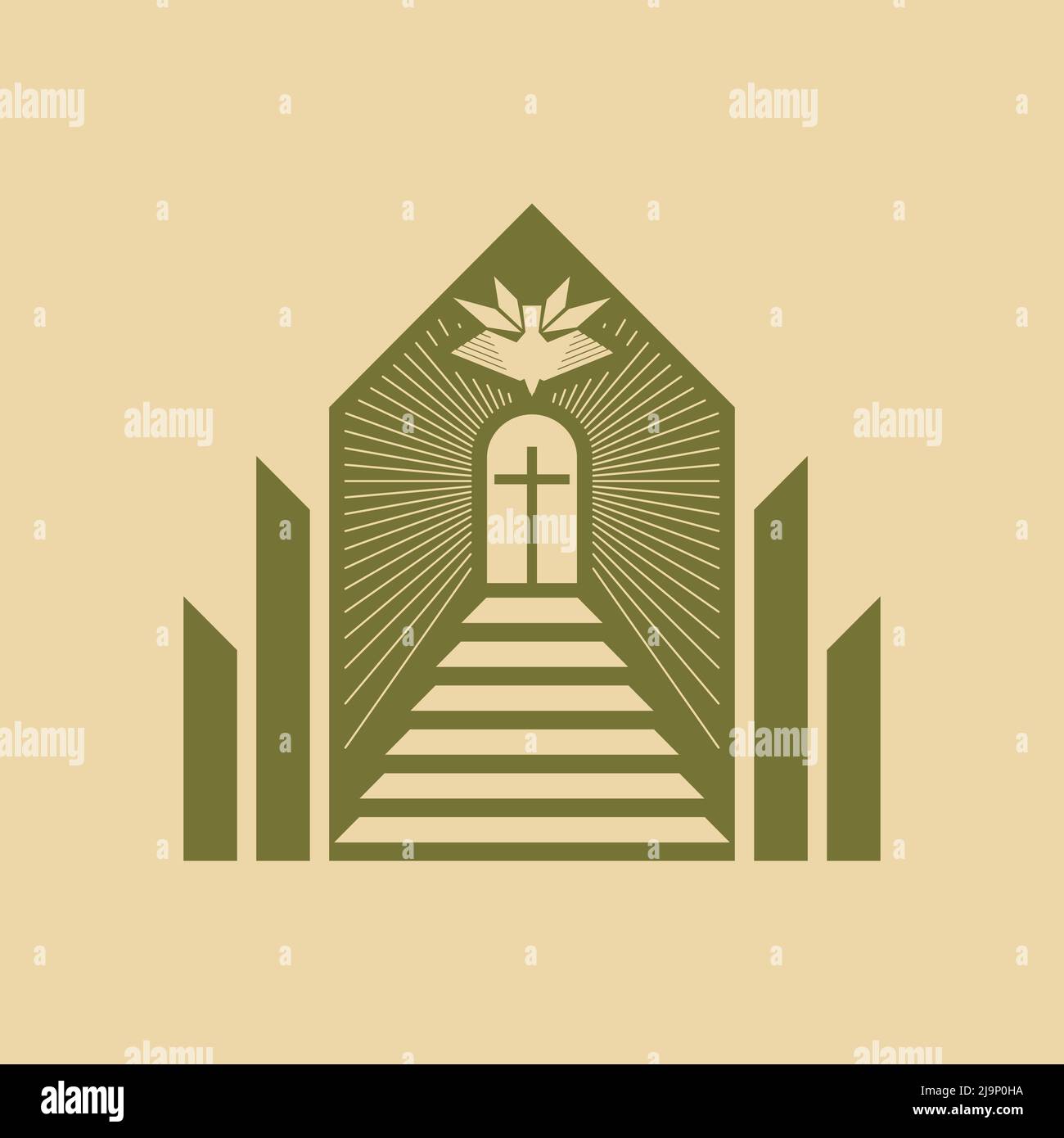 Christian illustration. Christian church, steps leading to the cross ...