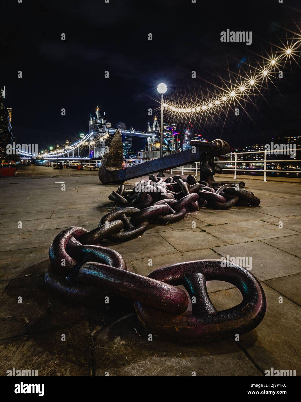 Large Chain and Anchor at Butler's Wharf on the South Bank of River ...