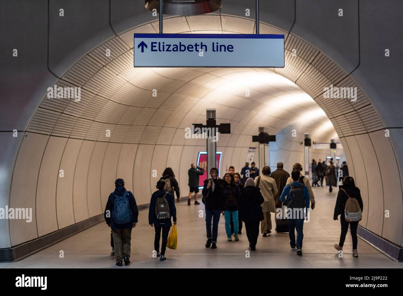 Passengers travel along with the Elizabeth Line in London, as the new ...
