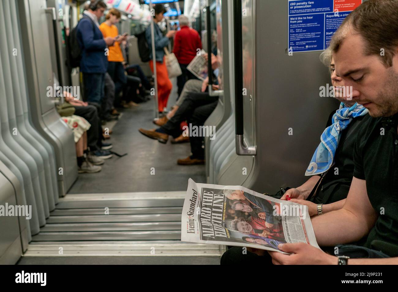 Launch Of Elizabeth Line In London Passengers travel along with the ...