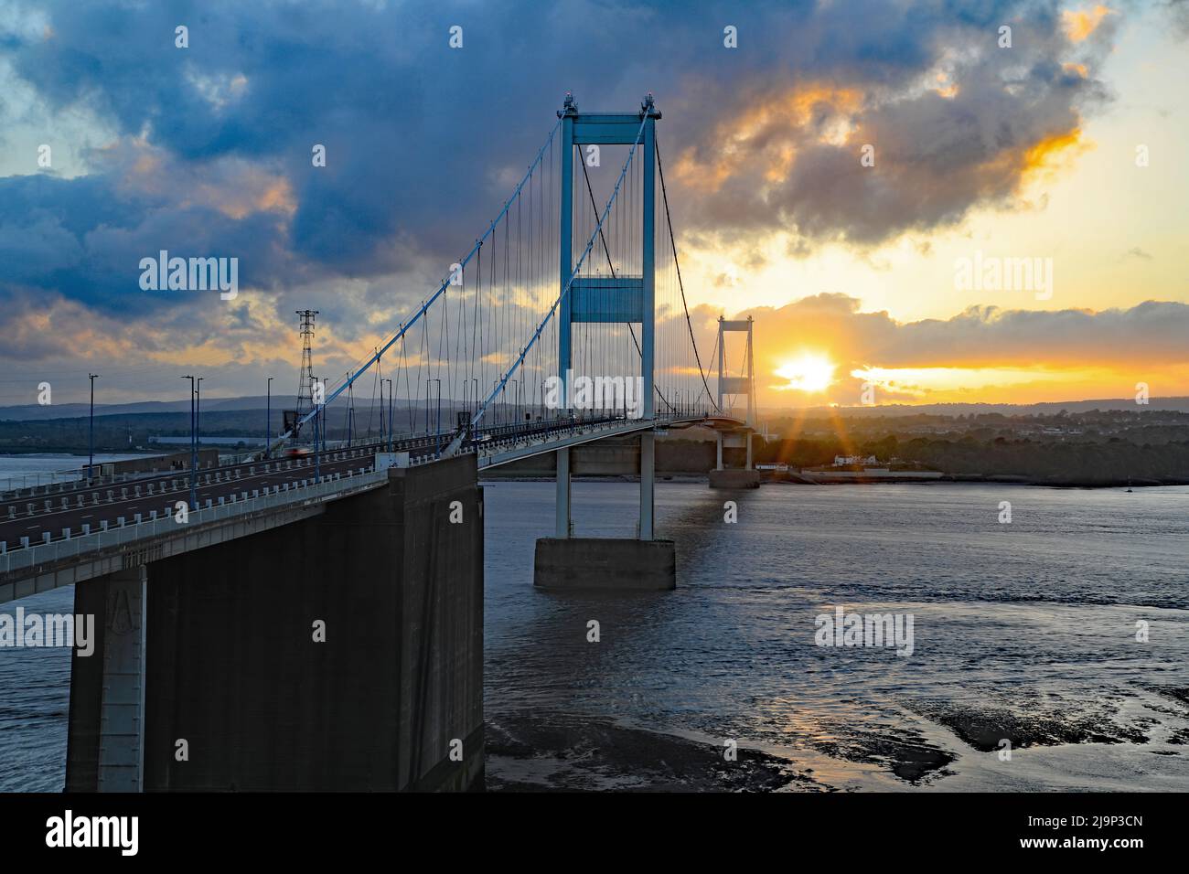 Sunset At Severn Bridge Between England And Wales Stock Photo - Alamy