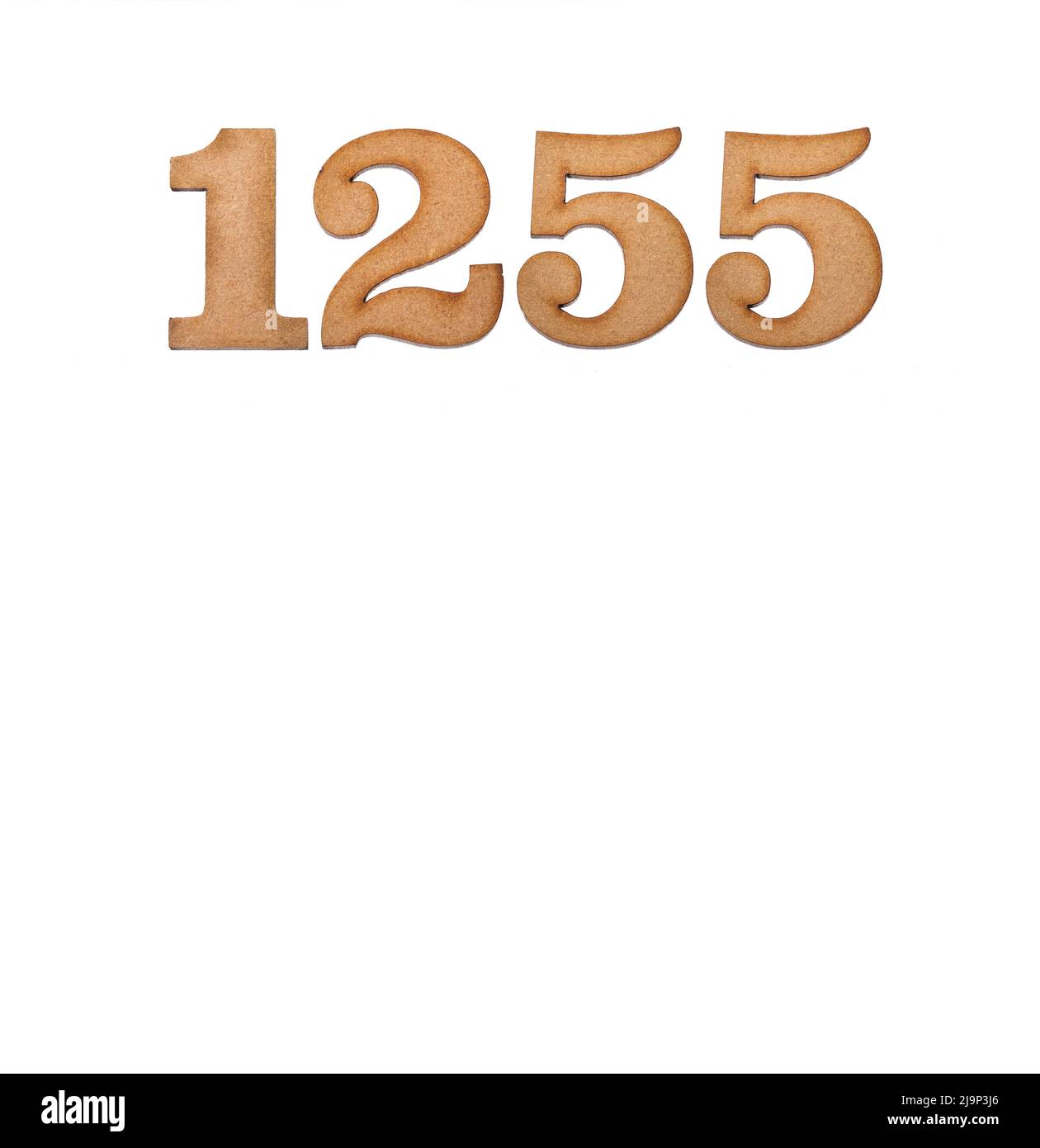Number 1255 in wood, isolated on white background Stock Photo - Alamy