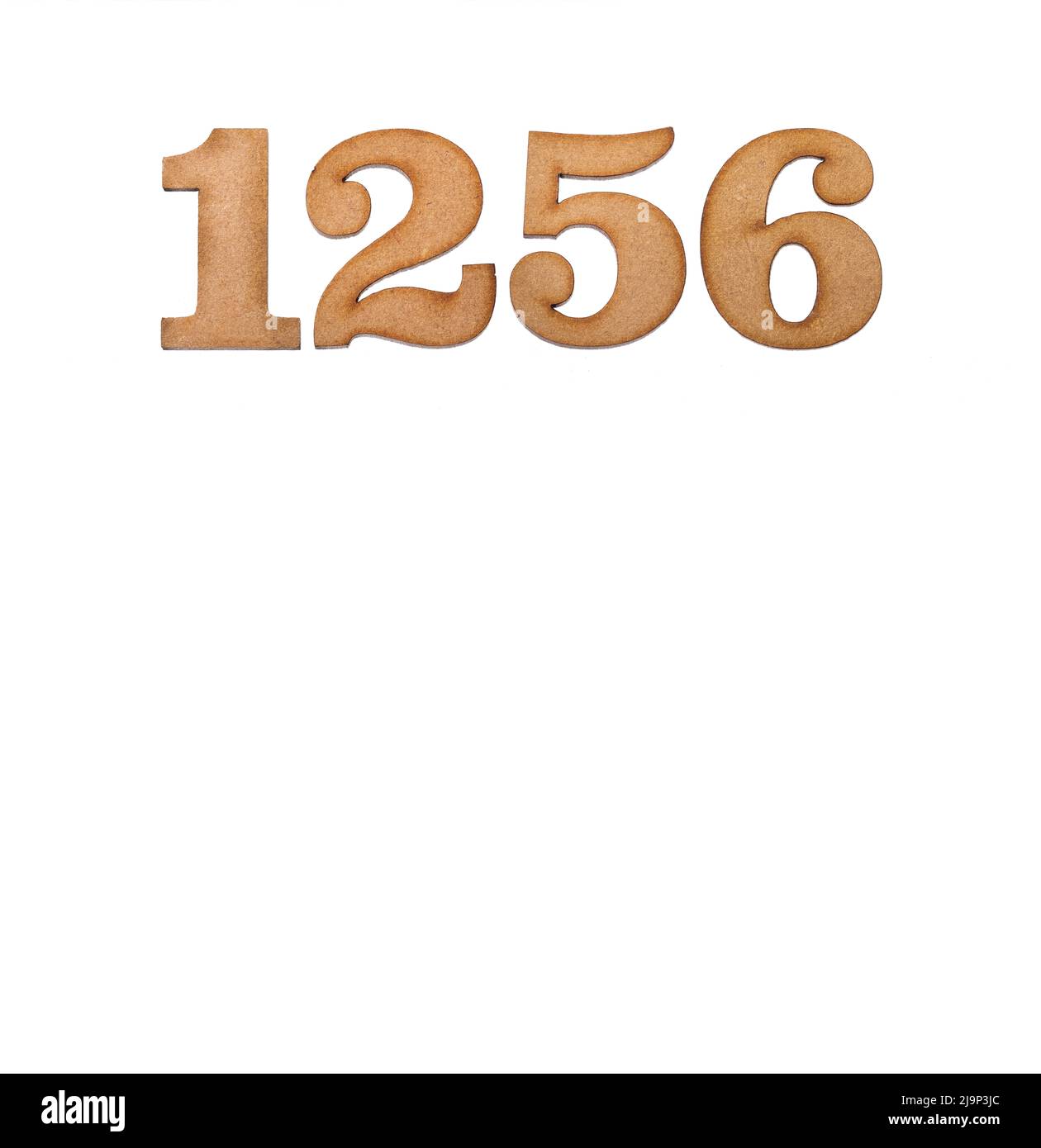 Number 1256 - Piece of wood isolated on white background Stock Photo ...