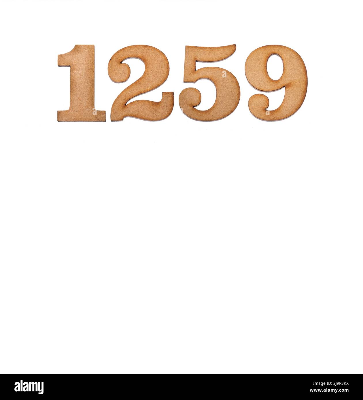 Number 1259 in wood, isolated on white background Stock Photo - Alamy