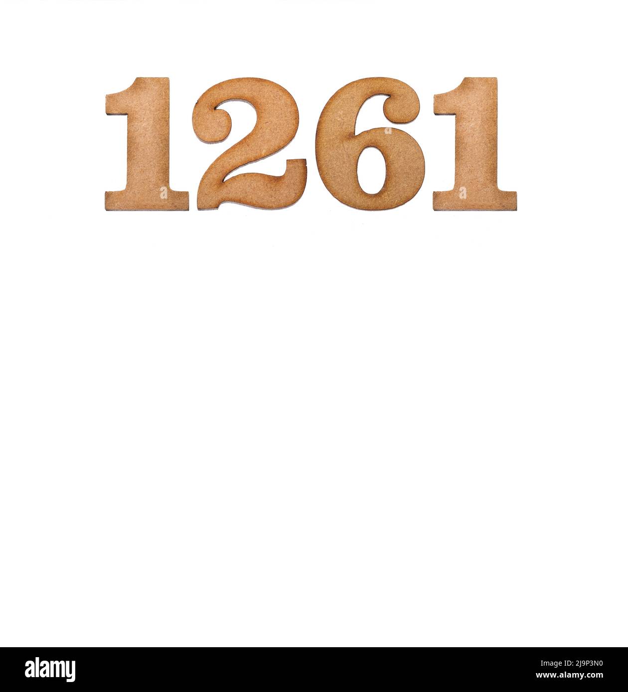 Number 1261 in wood, isolated on white background Stock Photo - Alamy
