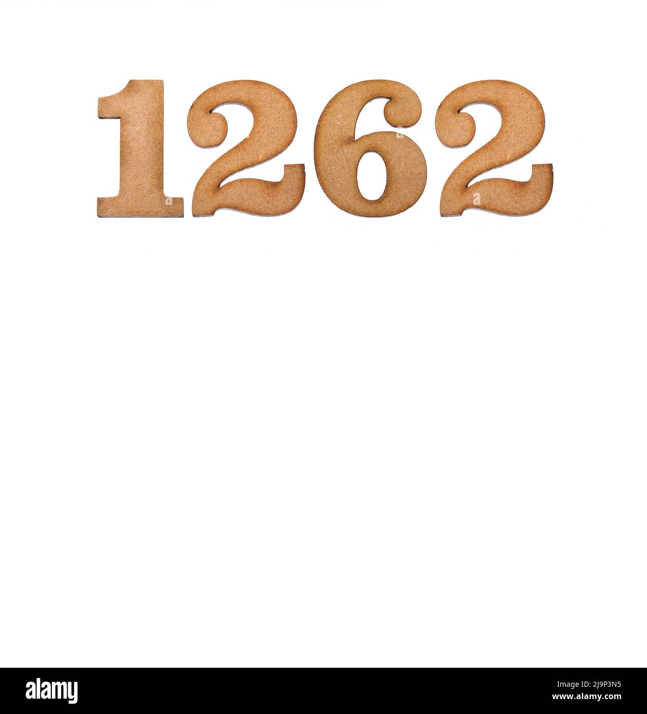 Number 1262 - Piece of wood isolated on white background Stock Photo ...