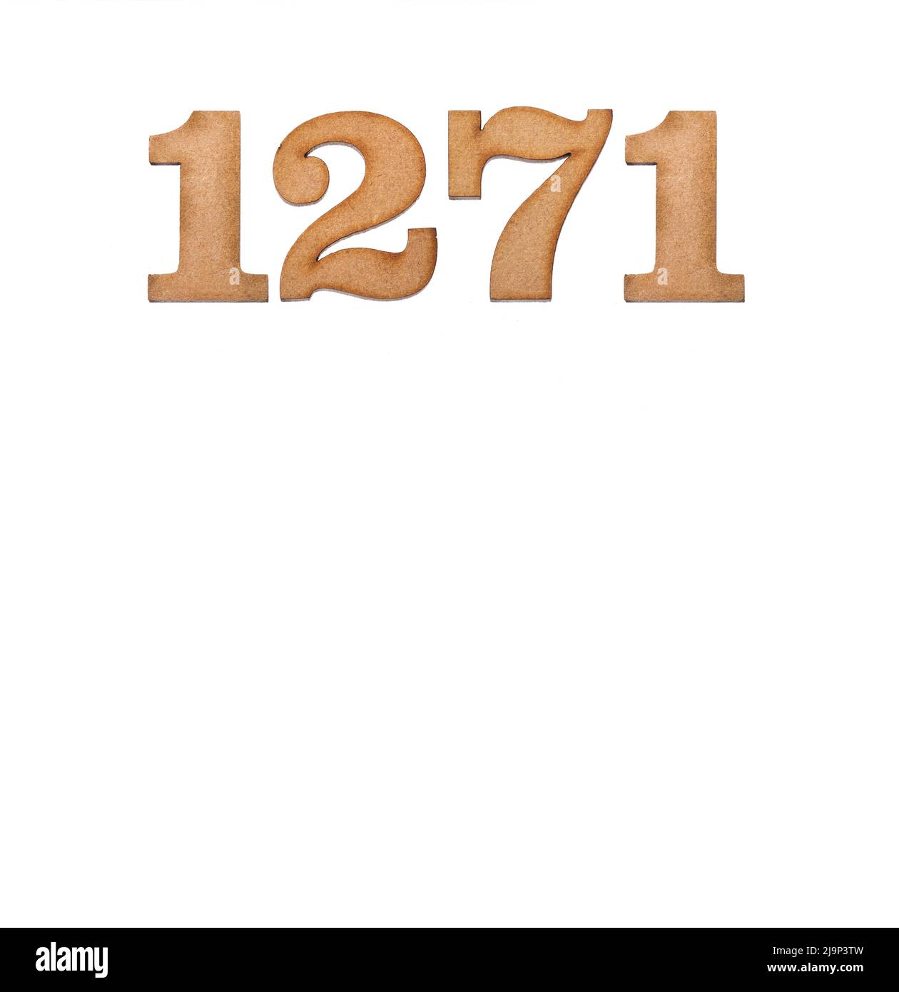 Number 1271 in wood, isolated on white background Stock Photo - Alamy