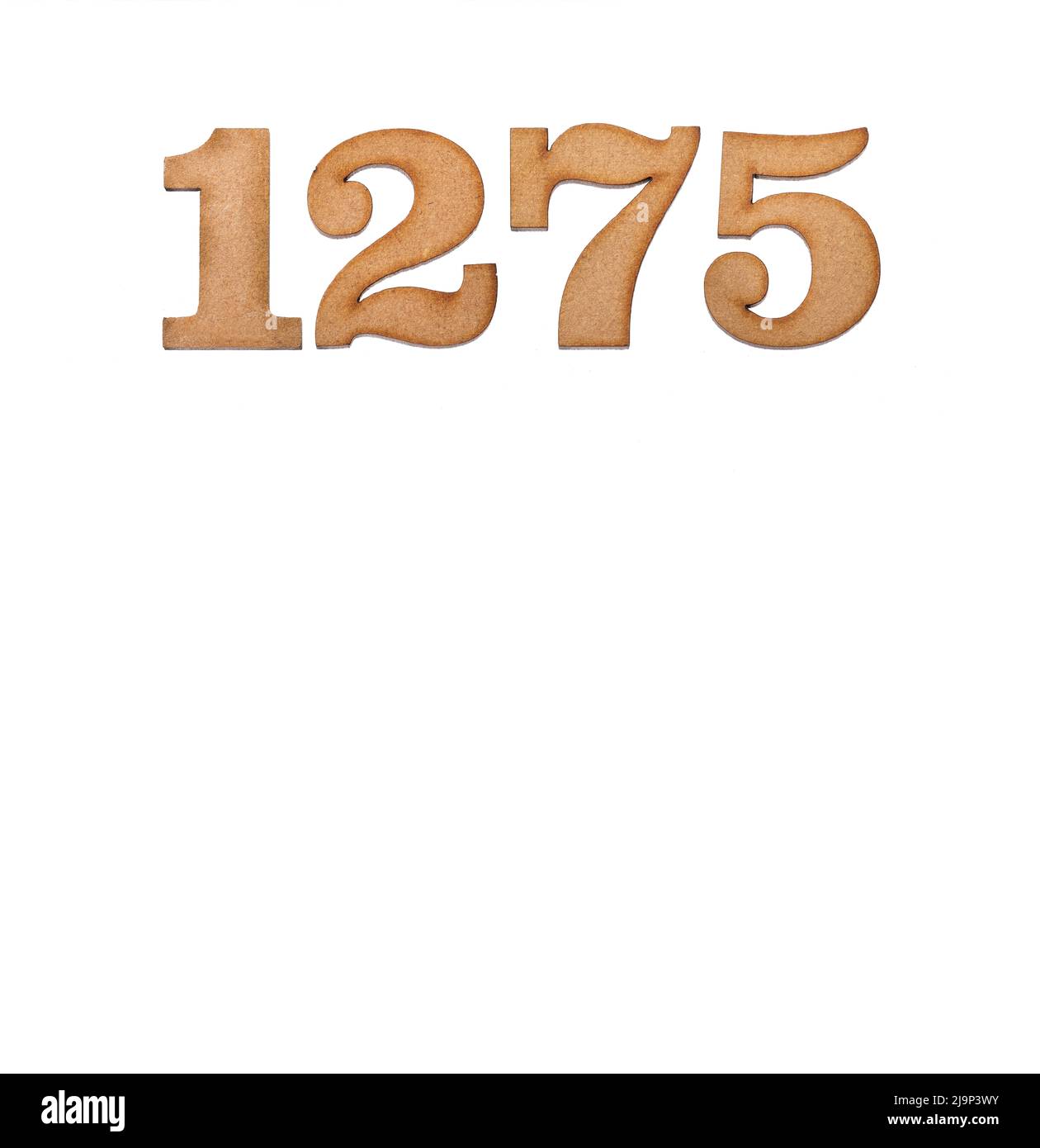Number 1275 in wood, isolated on white background Stock Photo - Alamy