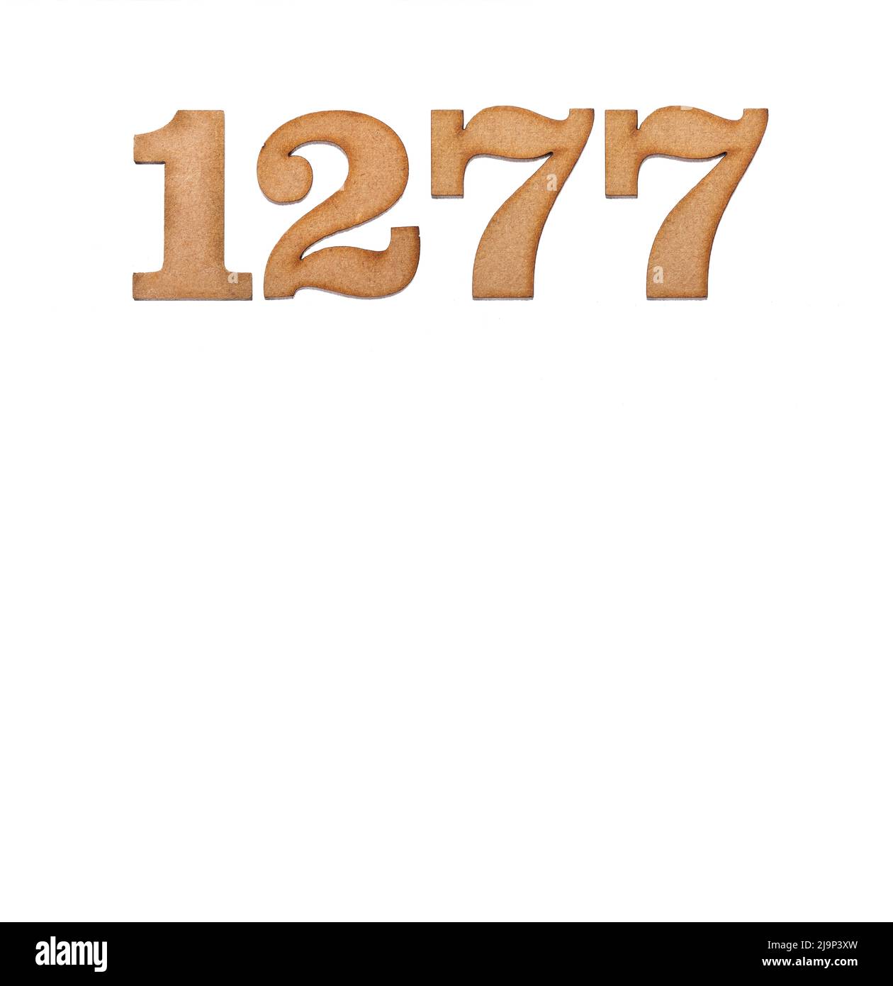 Number 1277 in wood, isolated on white background Stock Photo - Alamy