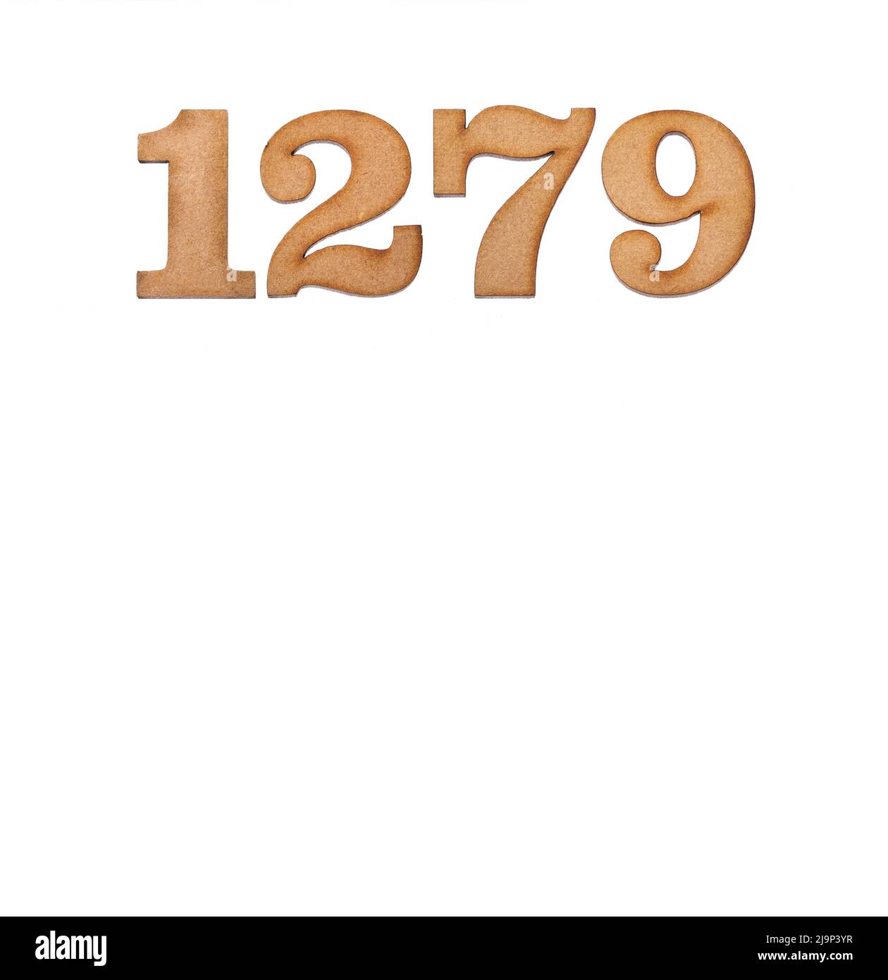 Number 1279 in wood, isolated on white background Stock Photo - Alamy