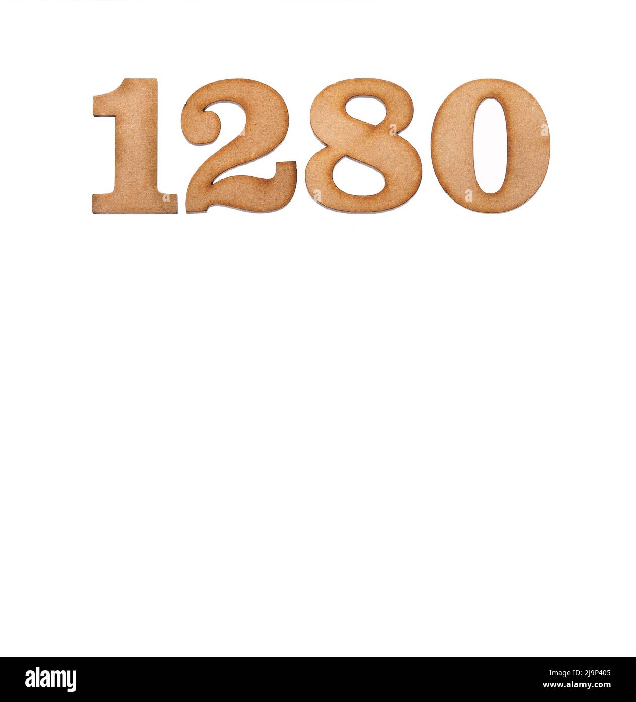 Number 1280 - Piece of wood isolated on white background Stock Photo ...