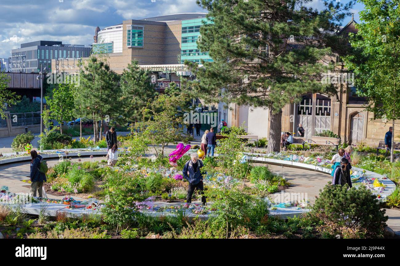 Landscape view of the Manchester Arena Bombing Memorial Garden Stock ...