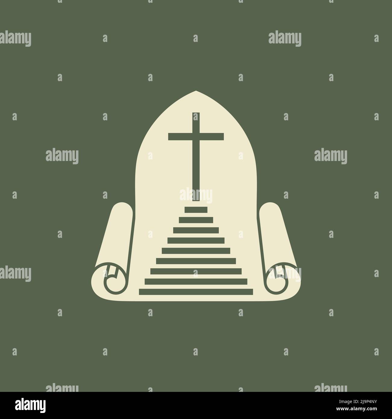 Christian illustration. An open scroll of Scripture, the steps of ...