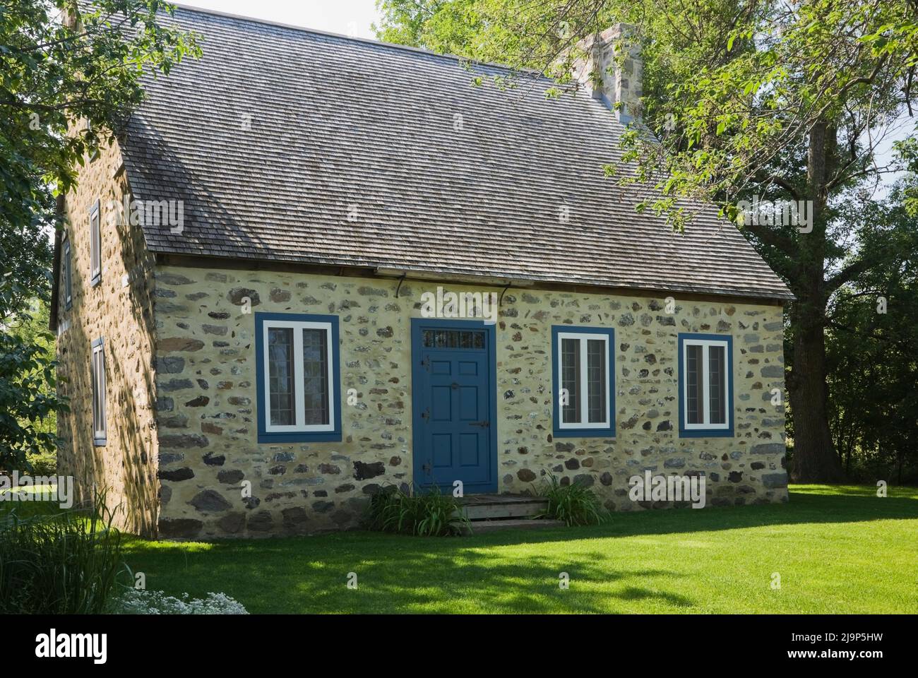 Old circa 1780 French regime cottage style fieldstone home with cedar ...