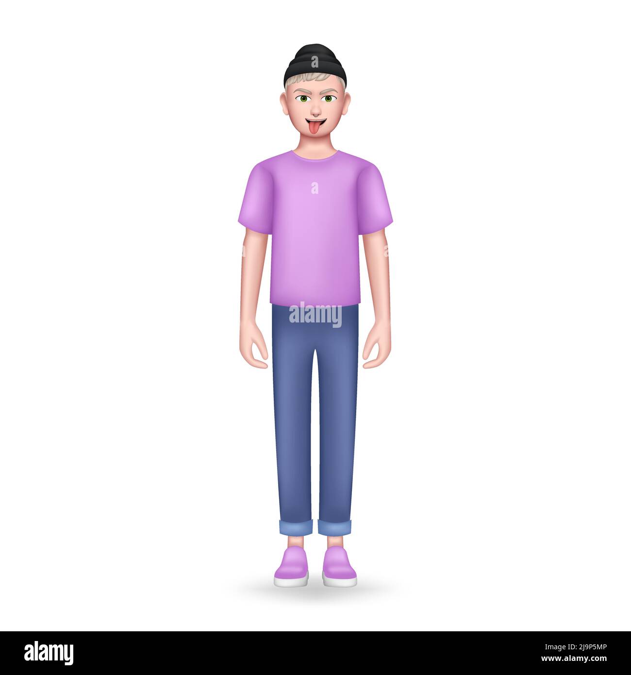 3D Graphic boy in hat. full length character. Vector illustration Stock ...
