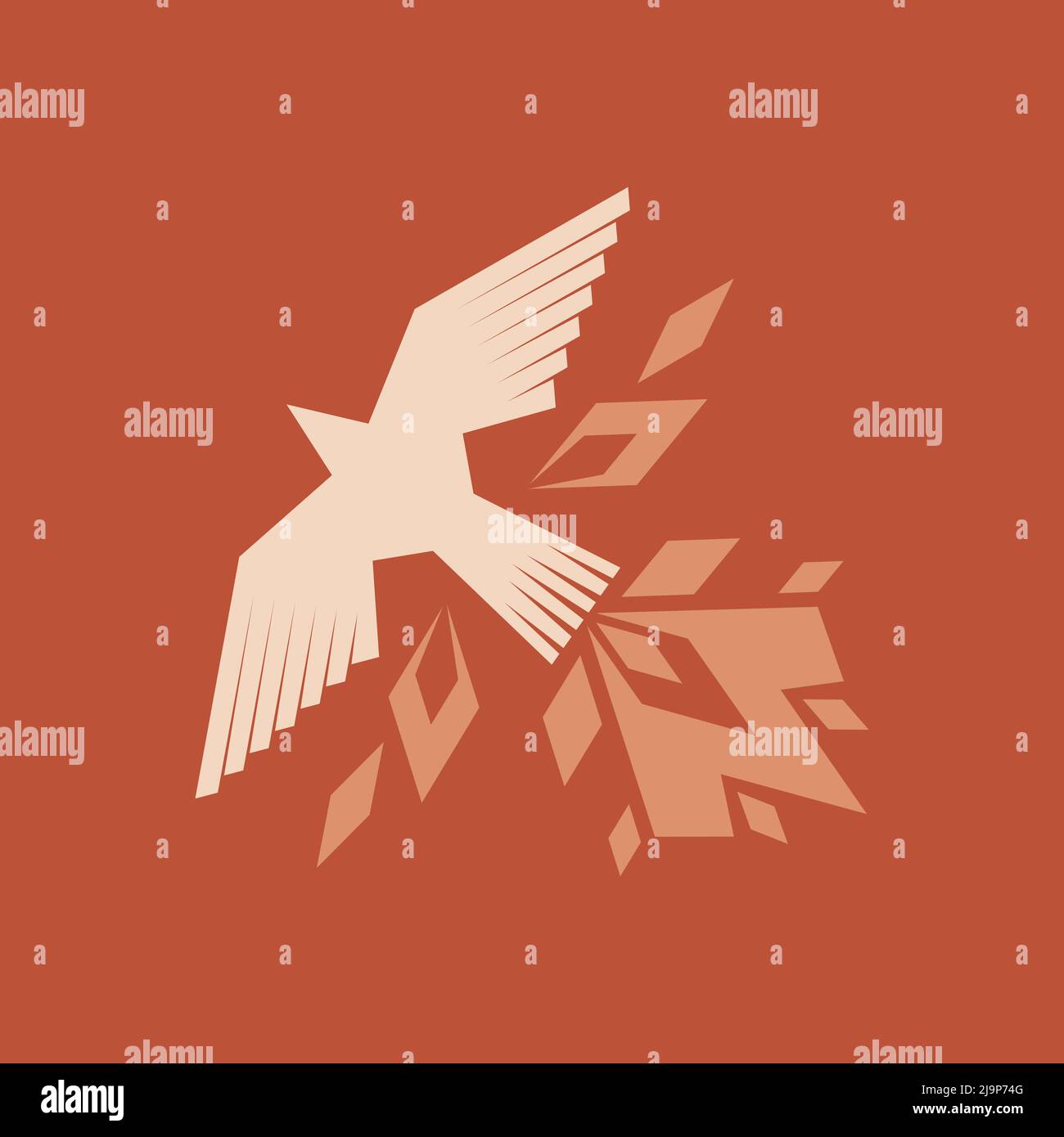 Christian illustration. A dove in a flame of fire is a symbol of the ...