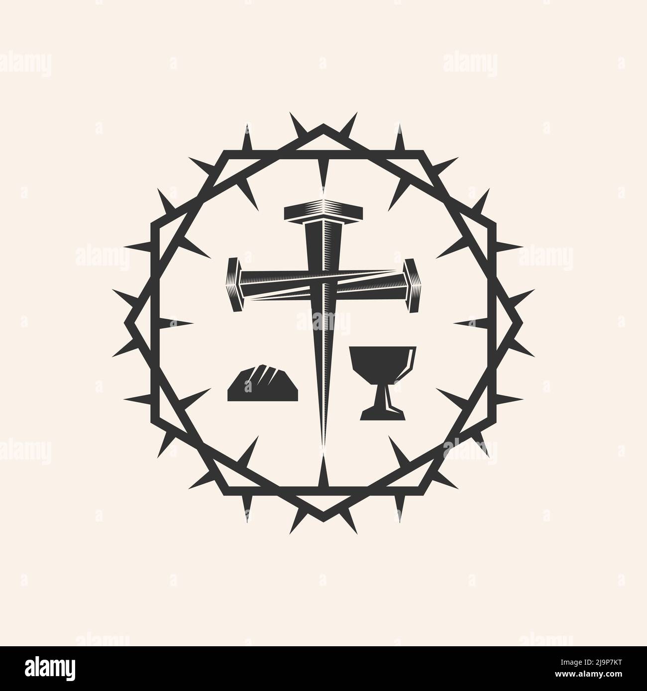 Christian illustration. A cross made of nails, symbols of Holy ...