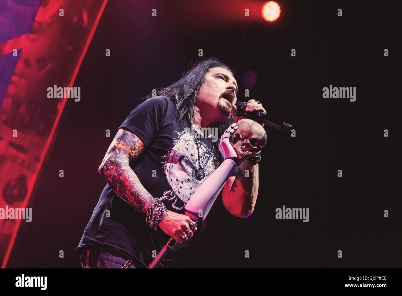 James LaBrie performs on stage with his band Dream Theater at Palazzo ...