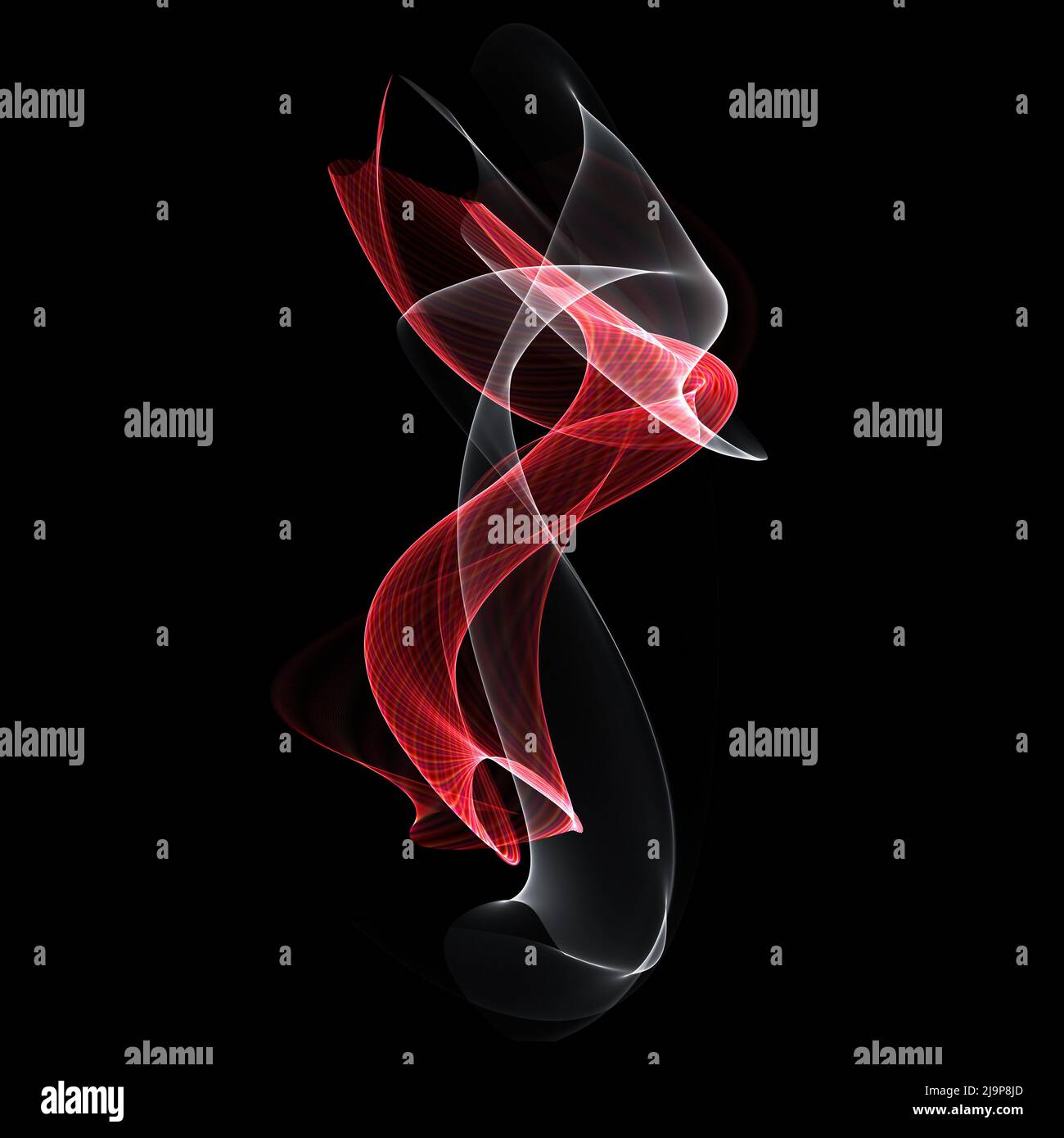 Abstract transparent figure. Aerial flying flame, smoke, bright colored ...