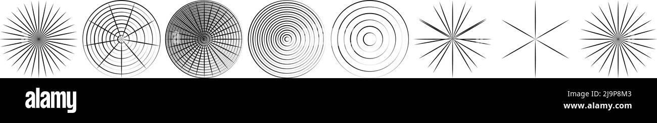 Converging radial, circular lines element. Stock vector illustration ...