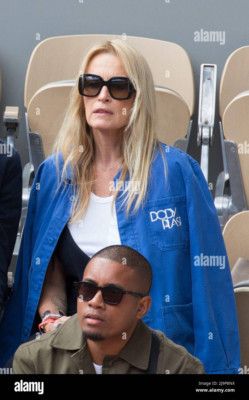 Estelle Lefebure in the stands during Roland Garros 2022 on May 24 ...
