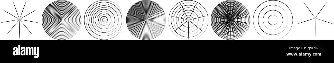 Converging radial, circular lines element. Stock vector illustration ...