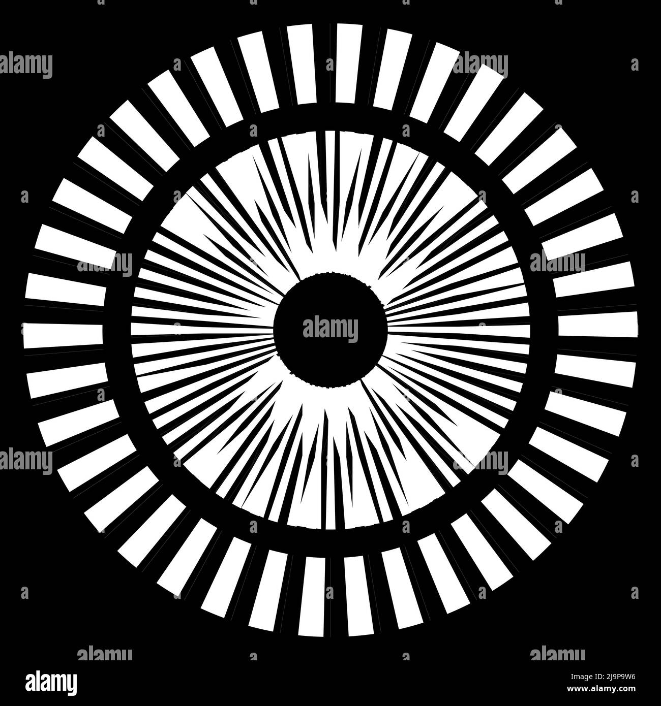 Geometric circle element with dashed lines. Radial, radiating element ...