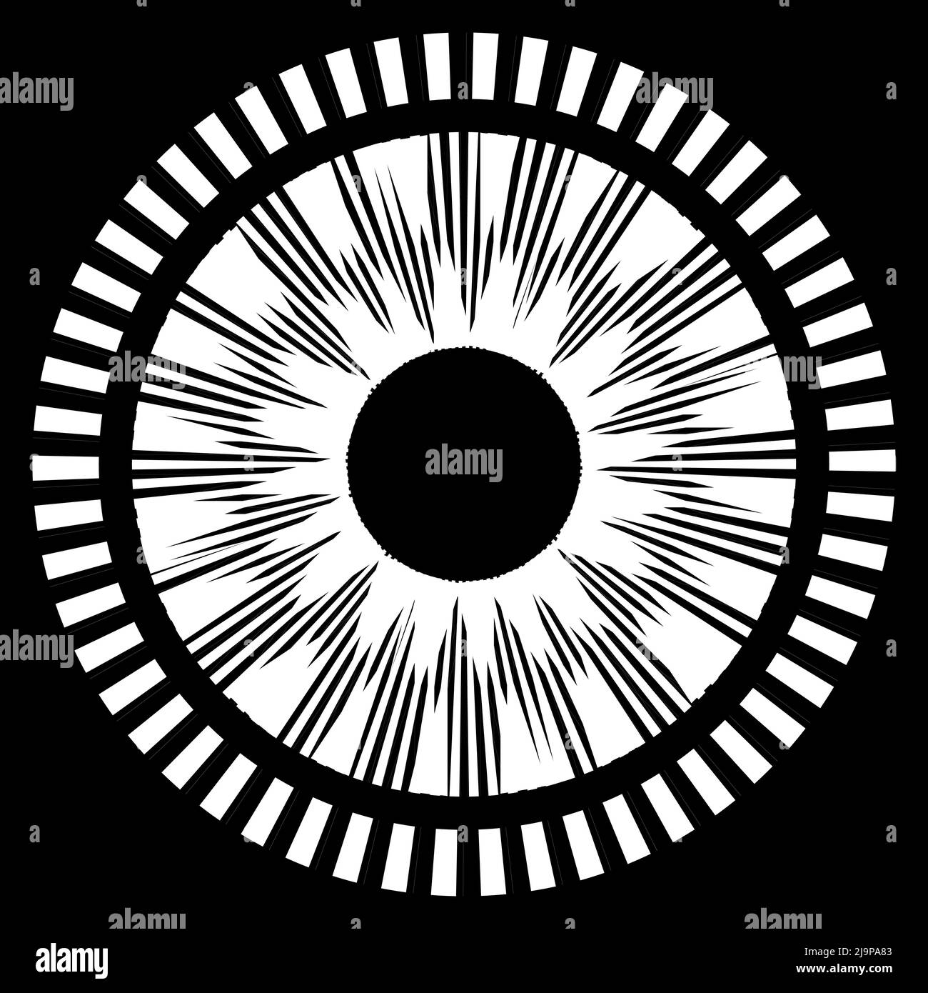 Geometric circle element with dashed lines. Radial, radiating element ...
