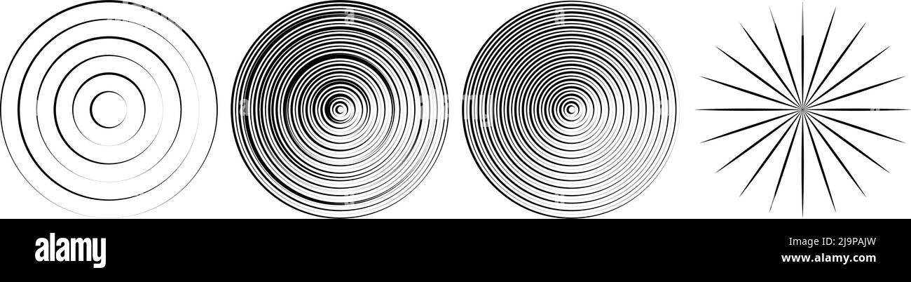 Converging radial, circular lines element. Stock vector illustration ...