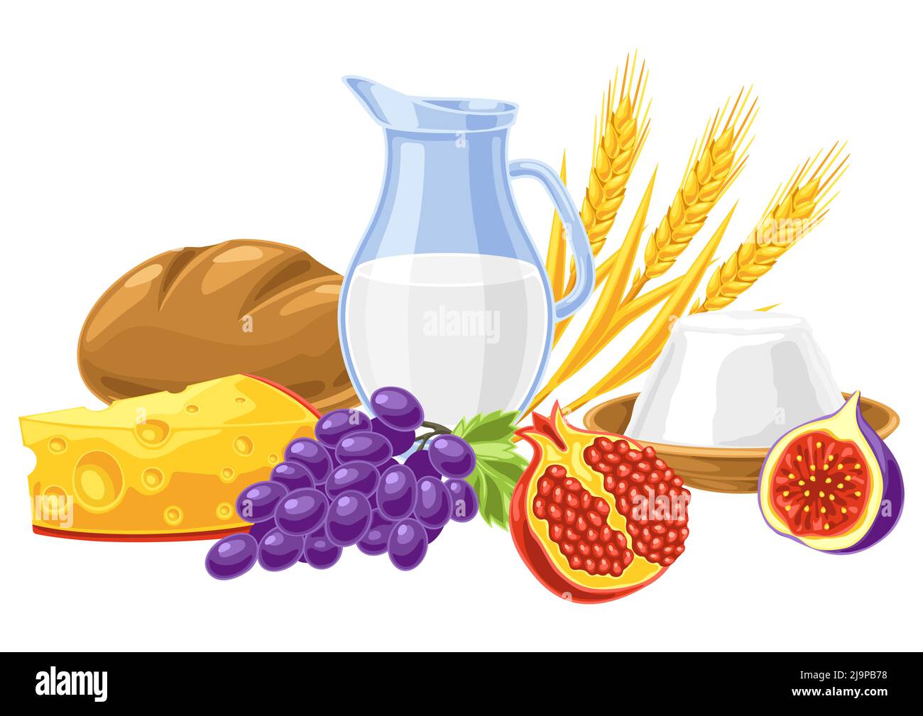 Happy Shavuot illustration. Holiday background with Jewish festival ...