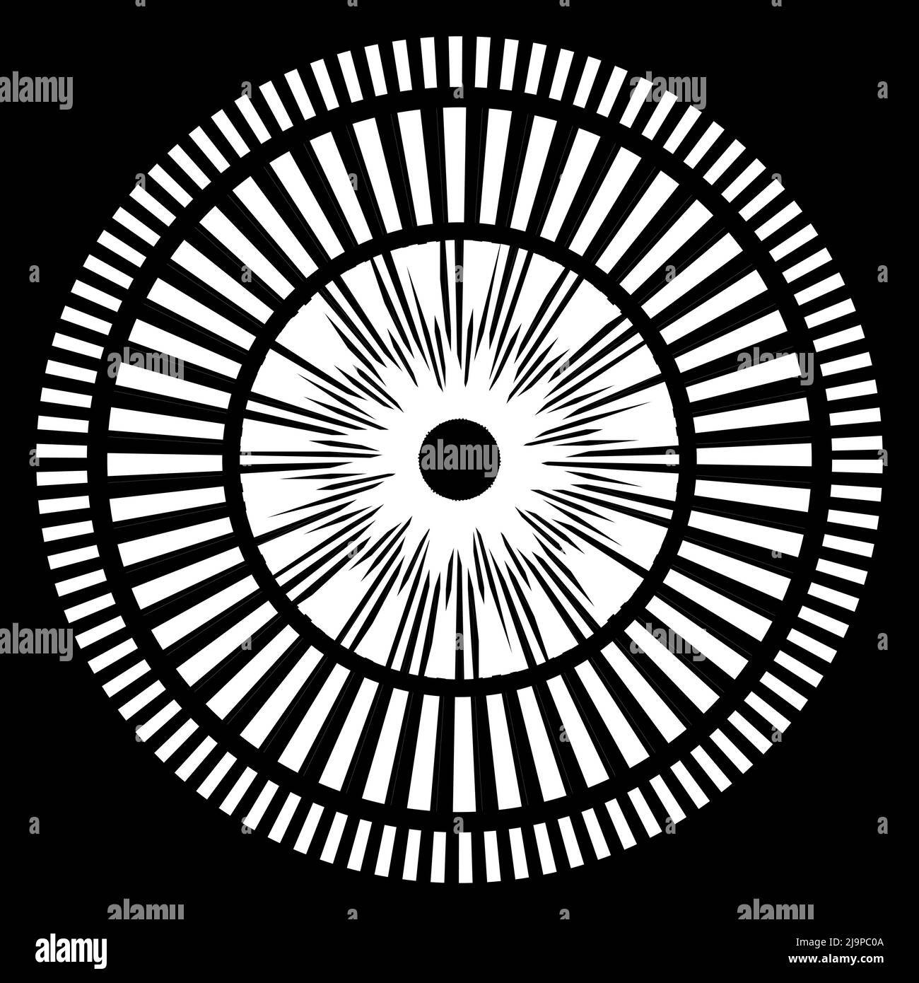 Geometric circle element with dashed lines. Radial, radiating element ...