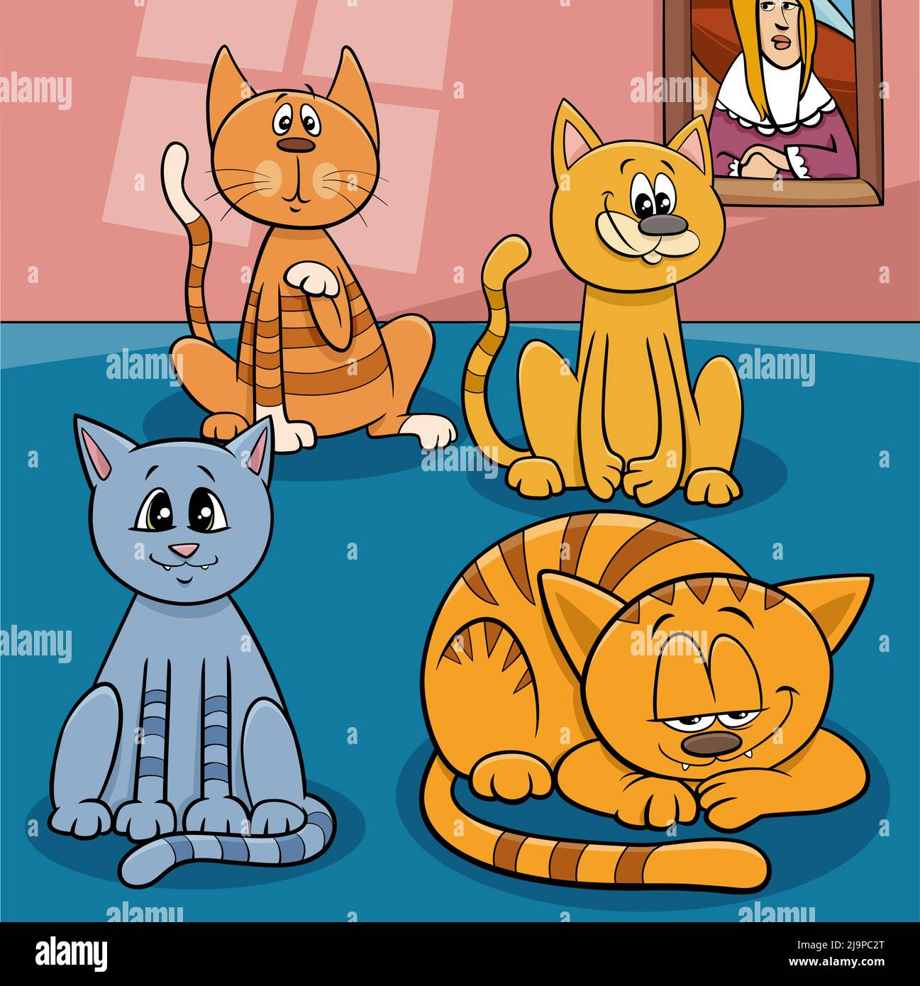 Cartoon illustration of funny cats and kittens animal characters Stock ...