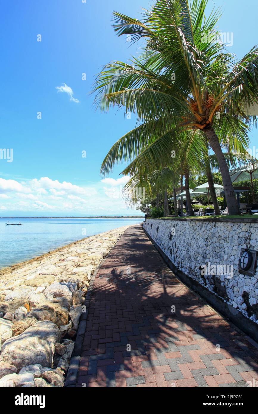 The Kuta Beach Path running from Tuban to Kuta with hotels on one side ...