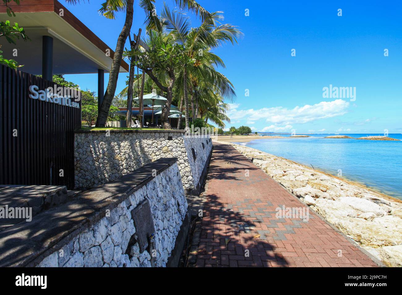 The Kuta Beach Path running from Tuban to Kuta with hotels on one side ...