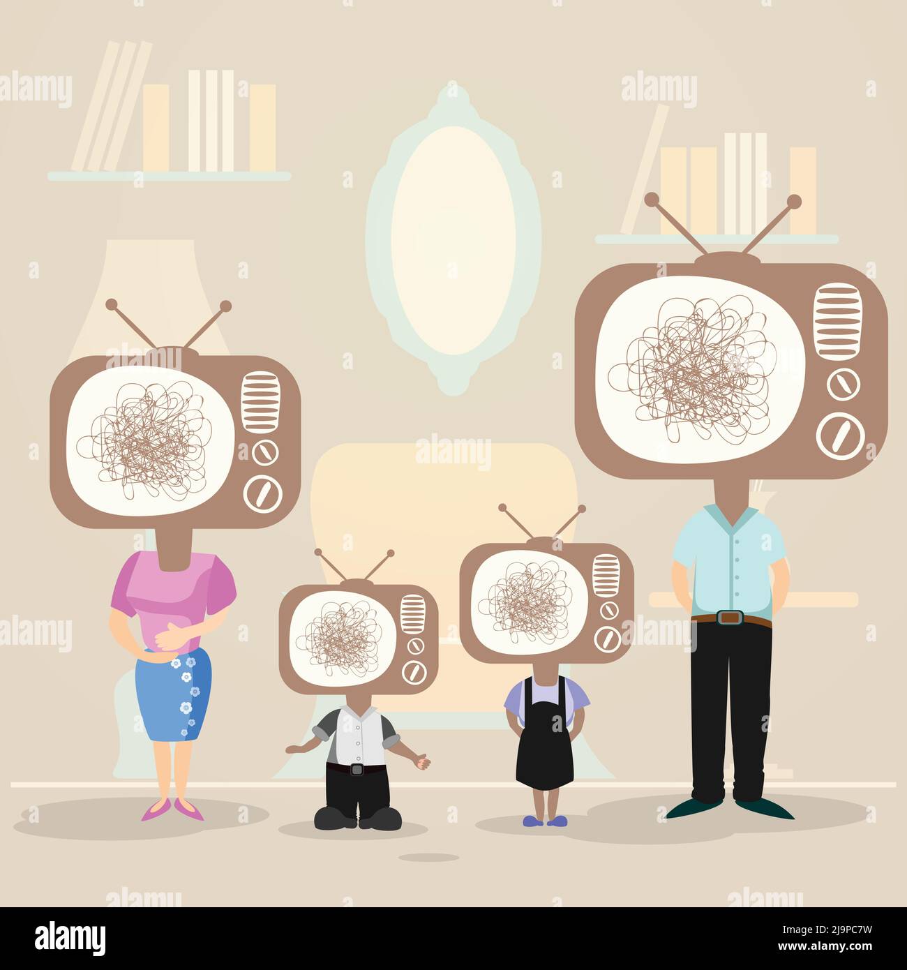 Family TV heads background Stock Vector Image & Art - Alamy