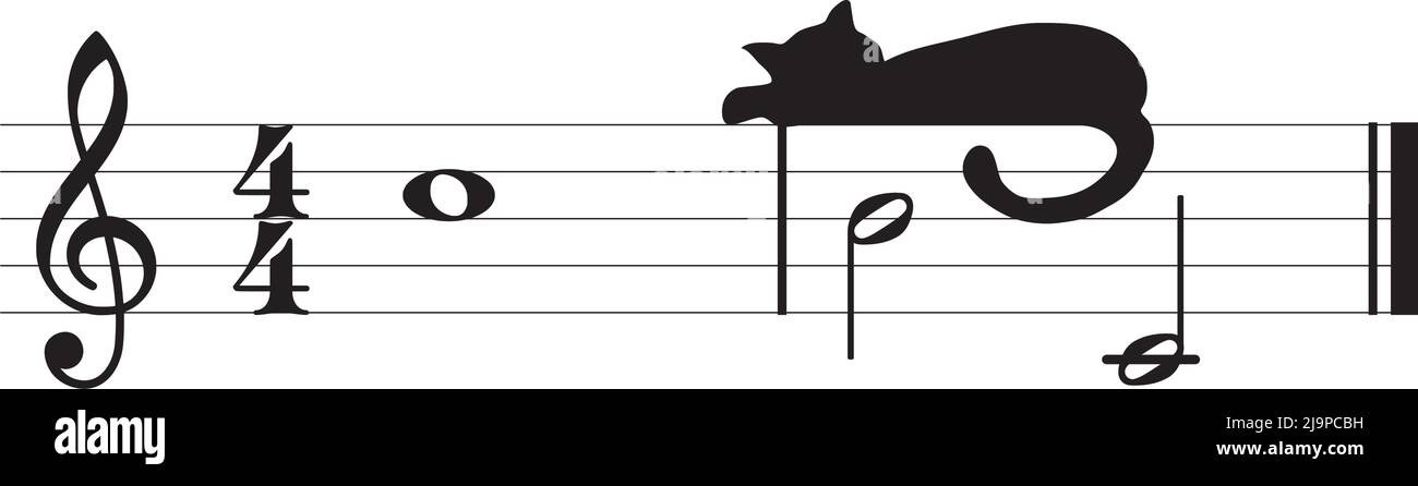 Cats and music, cats on a stave, vector illustration Stock Vector Image ...