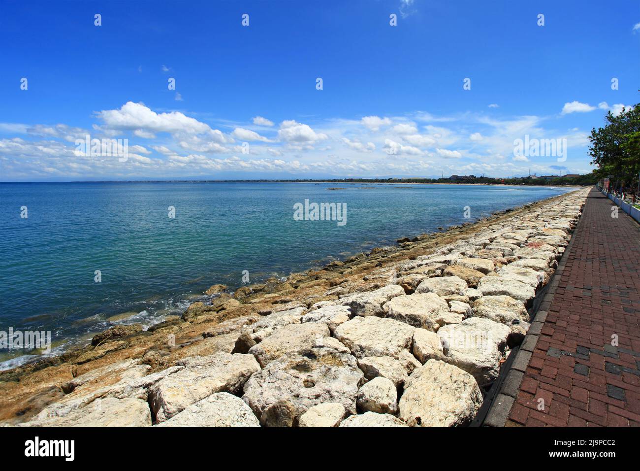 The Kuta Beach Path running from Tuban to Kuta with hotels on one side ...