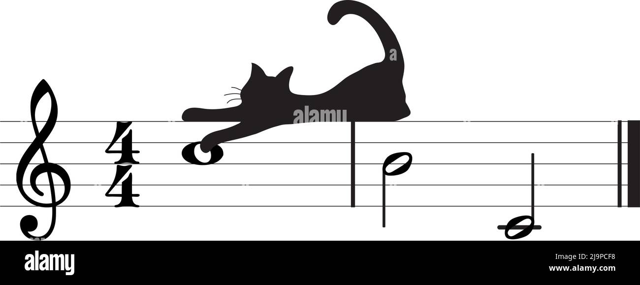 Cats and music, cats on a stave, vector illustration Stock Vector Image ...