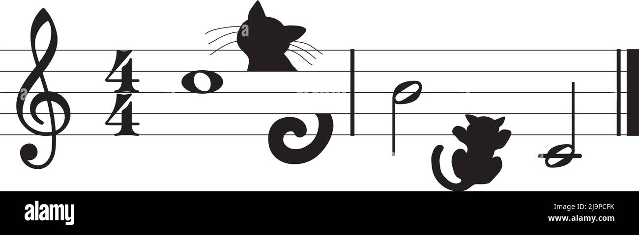 Cats and music, cats on a stave, vector illustration Stock Vector Image ...