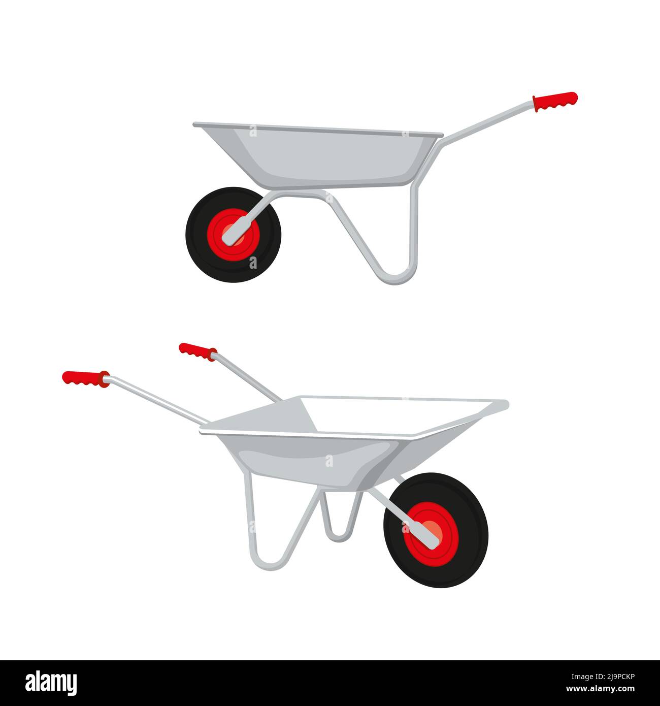 Vector illustration metallic hand wheelbarrow for agriculture and ...